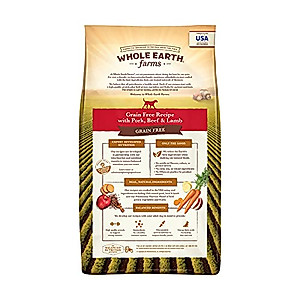 Whole Earth Farms Grain Free Recipe Dry Dog Food, Pork, Beef & Lamb, 25-Pound