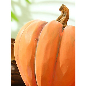 Fake Pumpkins, 4 Pcs Pumpkin Design Decorative Statue, Foam Plastic Fake Faux Artificial Pumpkins for Halloween Fall Harvest Festival Home Table Decor, Halloween Indoor Decoration