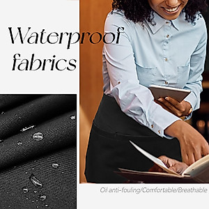 NLUS 3 Pack Server Aprons with 3 Pockets, Water Oil Stain Resistant Waitress Waiter Apron Black Waist Aprons Bistro Apron for Women Men, 24 X 12 inch