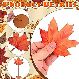 6 Pcs Fall Standing Decor for Tabletop Maple Leaves Wooden Table Sign Thanksgiving Centerpiece Rustic Block Set Wood Tiered Tray Decoration for Farmhouse Home Kitchen