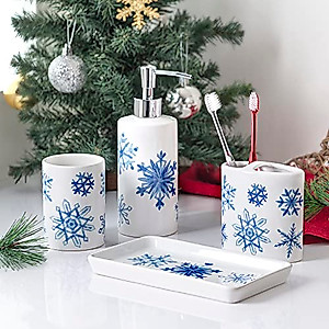 Allure Home Creation Holiday Snowflakes 4-Piece Ceramic Bath Accessory Set