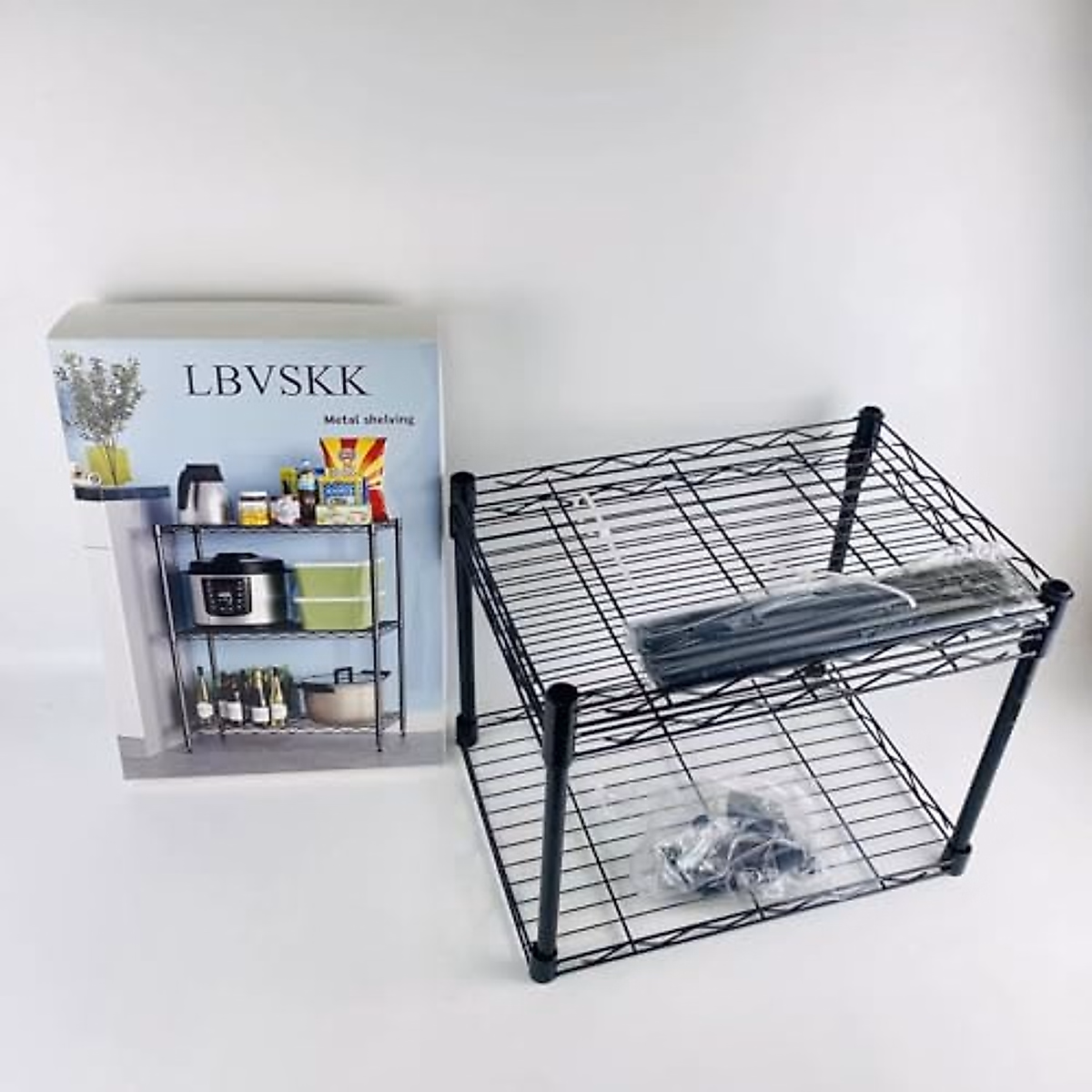 LBVSKK Metal shelving, 3-Shelf Adjustable, Storage Shelves Wire Shelving Shelving Unit Metal Shelves Storage Shelf, 13" D x 23" W x 30" H, Black