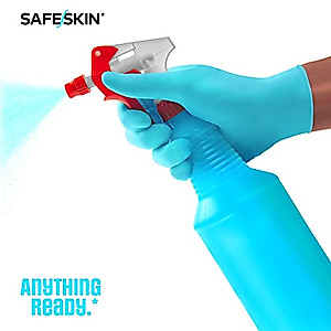 SAFESKIN Nitrile Disposable Gloves in Pack of 50, Medium Duty, Medium Size, Powder Free - Food Handling, First Aid, Cleaning
