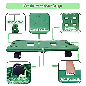 HBFBDRCT Furniture Spliceable Movers Dolly, Securely Holds 220 Lbs, Moving Dolly Cart for Heavy Furniture, Piano, Couches, Fridges, Boxes, 5 Wheels Dolly Rolls, No Assembly Required (Green dolly)