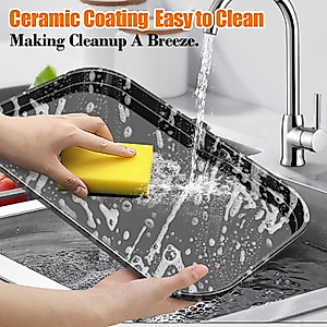 GRILL FORCE Cast Iron Griddle Plate for Ninja Woodfire Pro XL, OG800 and OG900 Series, Outdoor Flat Top Griddle Plate,Griddle Pan with Oil Hole, Ceramic Coating, Insert, Black