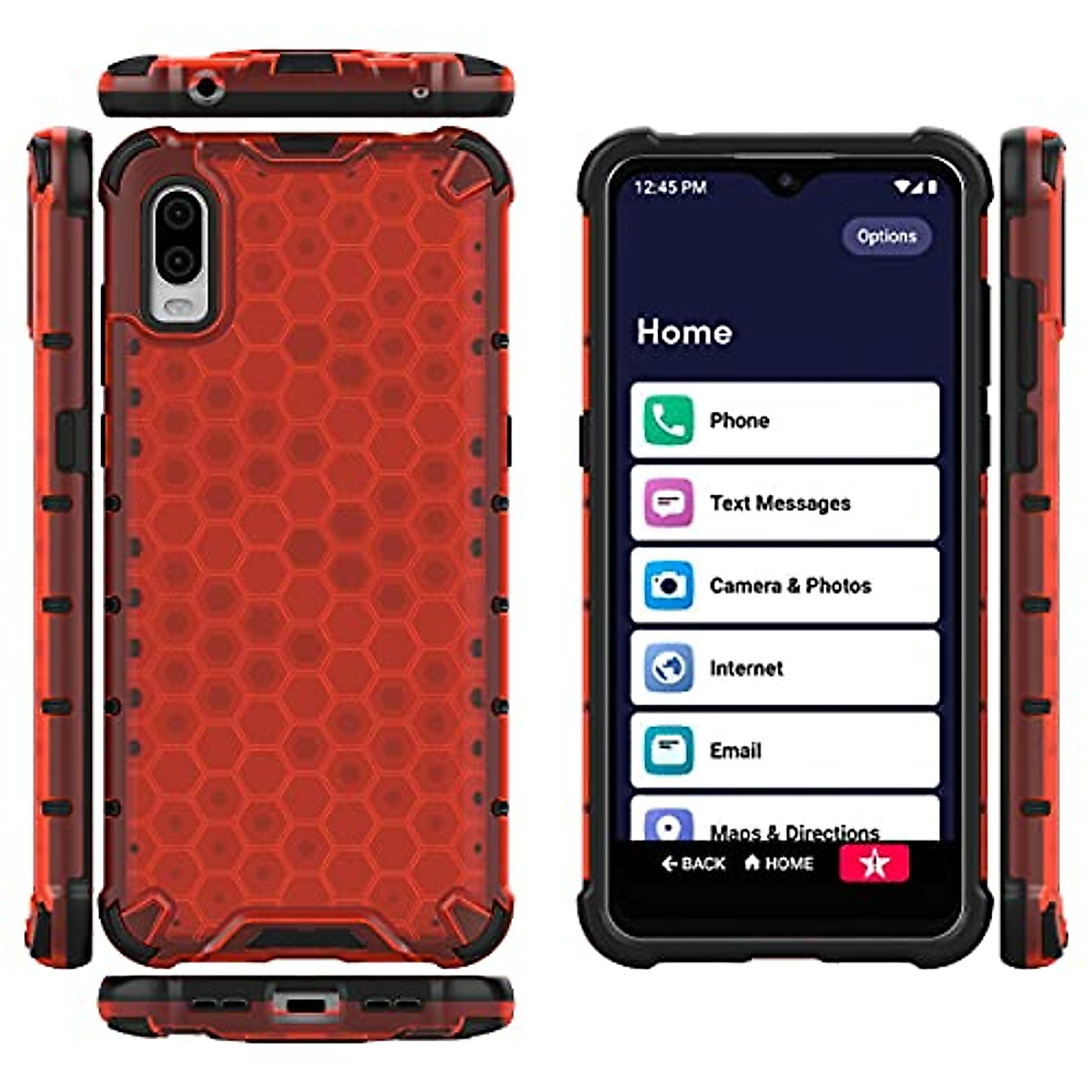 Case for Jitterbug Smart3 Phone, Nakedcellphone [Honeycomb Hybrid Series] Dual-Layer Cover [Anti-Shock] for Jitterbug Smart 3 (2021) for Seniors (aka Lively Smart) - Vibrant Ruby Red