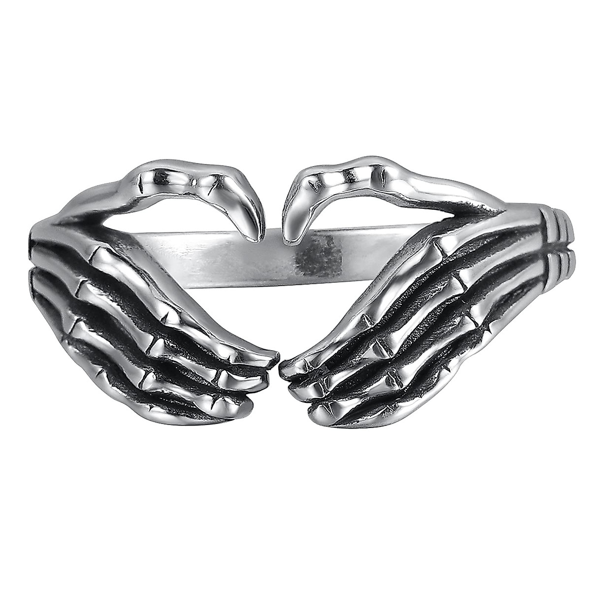 IPEPPY 925 Sterling Silver Vintage Simple Design Hand Heart Ring For Women Statement Rings Engagement Wedding Rings Jewelry Birthday Graduation Gifts