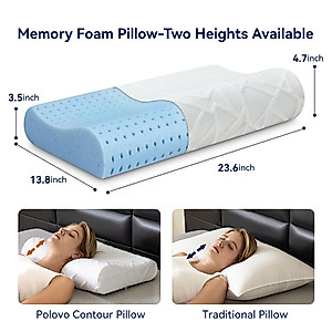 Hcore Contour Memory Foam Pillows Neck Pillow for Sleeping, Ergonomic Cervical Pillow Support Neck and Shoulder Pain Relief, Orthopedic Cervical Pillow for Side Back Stomach Sleepers- CertiPUR-US