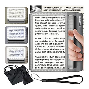 iMagniphy 3X Ultra Bright Page Magnifier for Reading with Anti-Glare LEDs (Evenly Lit Viewing Area) - Magnifying Glass with Light, Comes with 3 Lighting Modes (Warm, Cool, Combo) - Ideal for Seniors