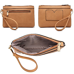 MKP Women Fashion Satchel Handbags and Purses Ladies Top Handle Tote Work Shoulder Bags with Matching Wristlet Wallet (Tan)