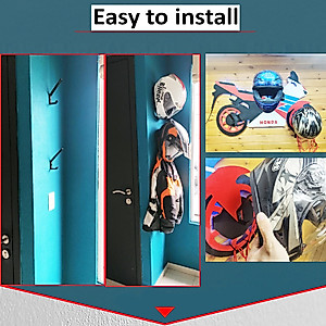 Pmsanzay 2 Pack Motorcycle Helmet Hook Multi-Purpose Jacket Hanger Keys Bags Holder Wall Mount Rack Cloth Display Rack Hat Hook for Home Kitchen Door Cabinet - Hardware Included Easy to Install.