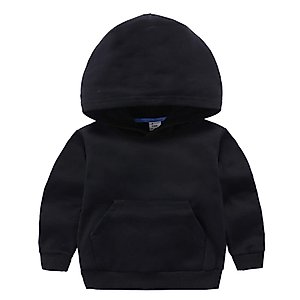 Ding-dong Baby Toddler Kid Boy Girl Solid Casual Pocket Hoodie Sweatershirt Pullover（Black,5T）