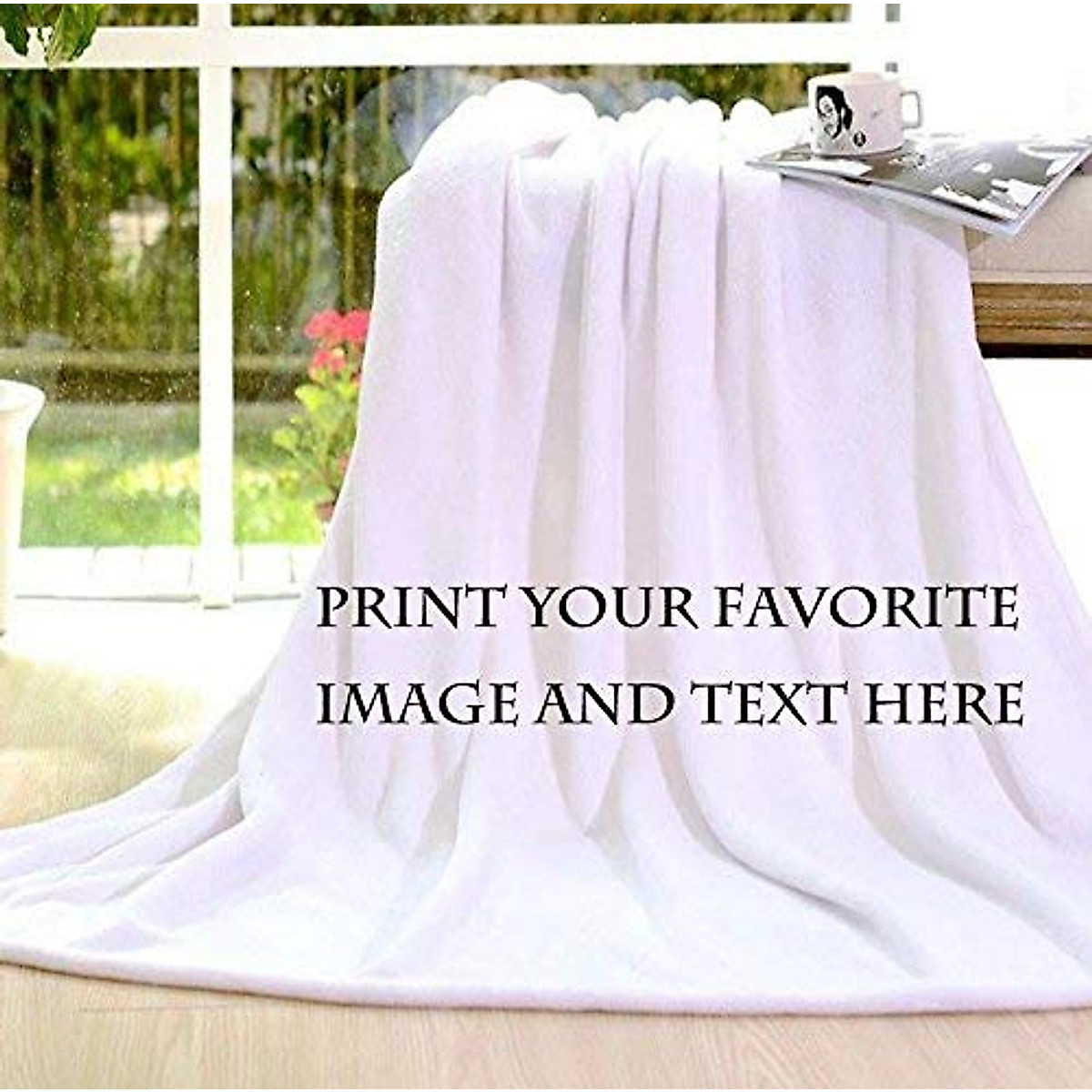 Personalized Customize Throw Blanket Bed Blanket Made Custom from Your Photo INTO Soft Fabric Velvet Plush Fleece Keepsake Gift Personalized Your Photo Image Text Picture Printed (Standard 50"X60")