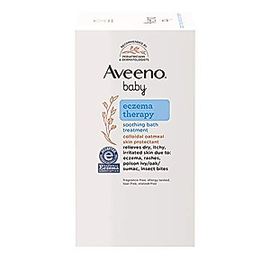 Aveeno Baby Eczema Therapy Soothing Bath Treatment for Relief of Dry, Itchy & Irritated Skin,Made with Natural Colloidal Oatmeal, Fragrance-Paraben-, Steroid- & Tear-Free, 10 ct ( Packaging May Vary )