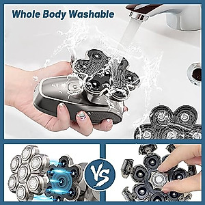 Magnetic Head Shavers for Bald Men - 7D Detachable Bald Head Shaver Adjustable Speed Men's Electric Razor Scalp Grooming Kit IPX7 Waterproof Wet Dry Shaving USB Type-C Rechargeable LED Display