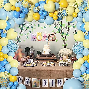 Amandir Pastel Blue and Yellow Balloon Garland Arch Kit Baby Boxes with Letters(A-Z+Baby) for Winie The Poon Theme Baby Shower Decorations Boy Girl Birthday Wedding Gender Reveal Party Supplies