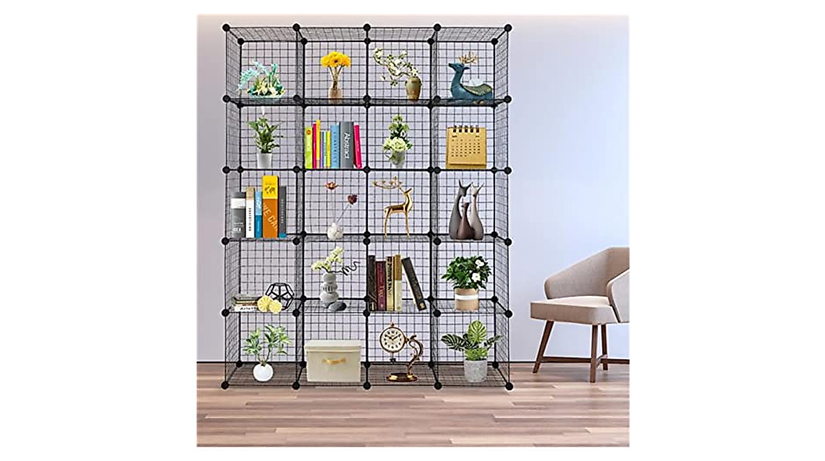 Versatile 20-Cube Organizer Storage Shelf - Steel Design