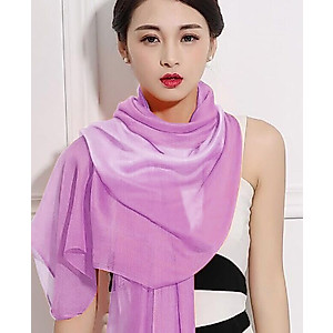 SNUG STAR Cotton Silk Scarf Elegant Soft Wraps Color Shade Scarves for Women (Gradient - Rose purple)