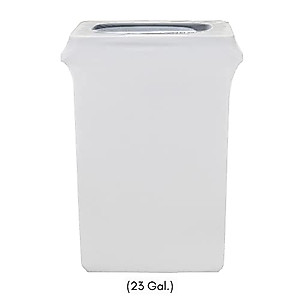 YOUR CHAIR COVERS - 23 Gallon Spandex Slim Jim Narrow Trash Can Cover - White