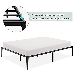 SUNNYFURN 14 Inch Queen Bed Frame - Queen Bed Frame Platform Metal - Metal Platform Bed Frame No Box Spring Needed Heavy Duty Bed Frame,Sturdy, Easy Assembly, Under Bed Storage - Black Queen Size