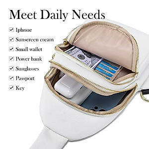 AOCINA INICAT Small Sling Bag Crossbody Vegan Leather Fanny Packs for Women Fashionable Chest Bag for Travel(D-026 White)