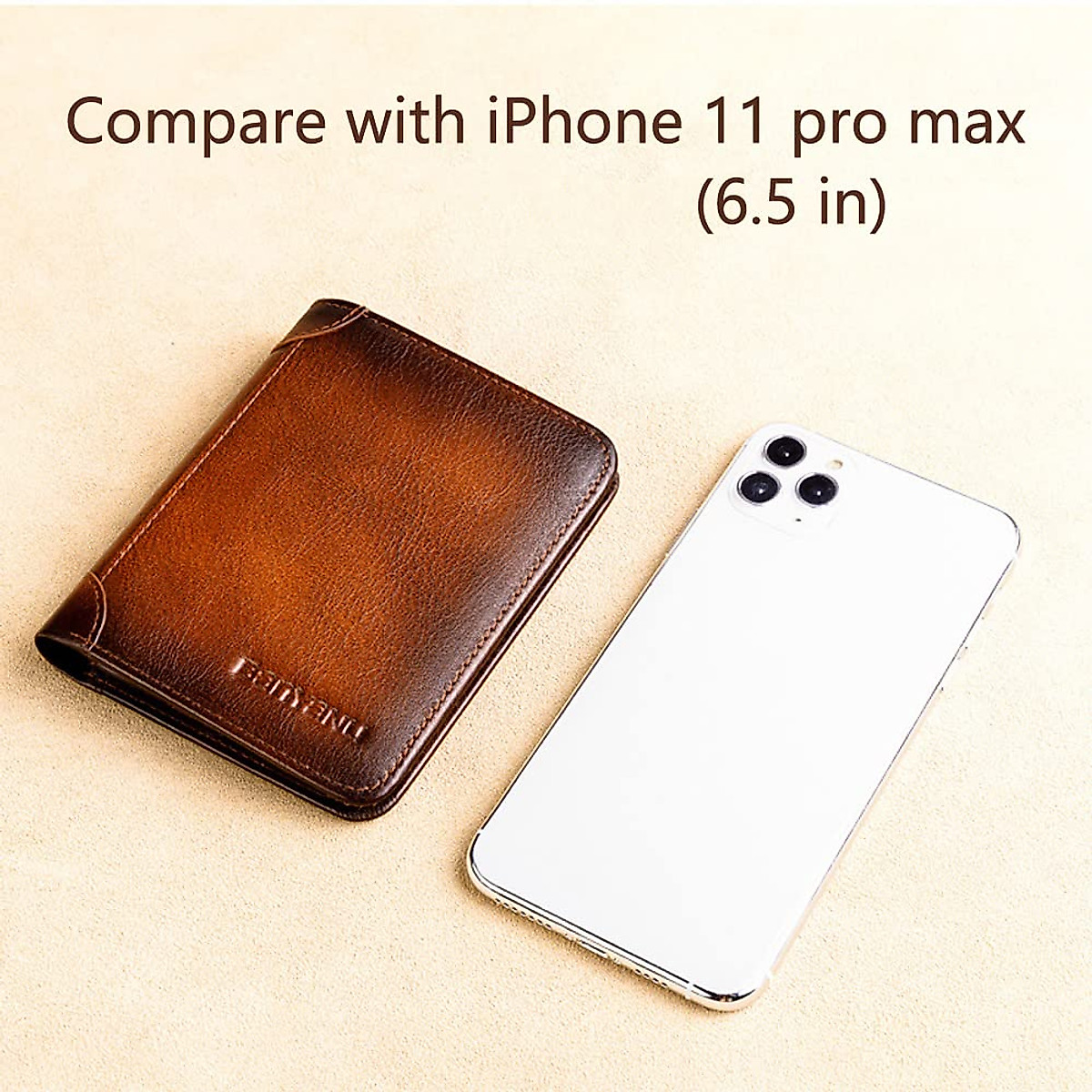 SENYIDUCAN BanYaNu RFID Trifold Wallet for Men - Mens Genuine Leather Wallets - 11 Credit Card Holders - Mens Tri Fold Wallet with 2 Money Cash Slots - Gift For Man