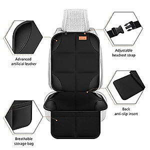 SMART ELF Car Seat Protector, 2Pack Seat Protector Protect Child Seats with Thickest Padding and Non-Slip Backing Mesh Pockets for Baby and Pet…