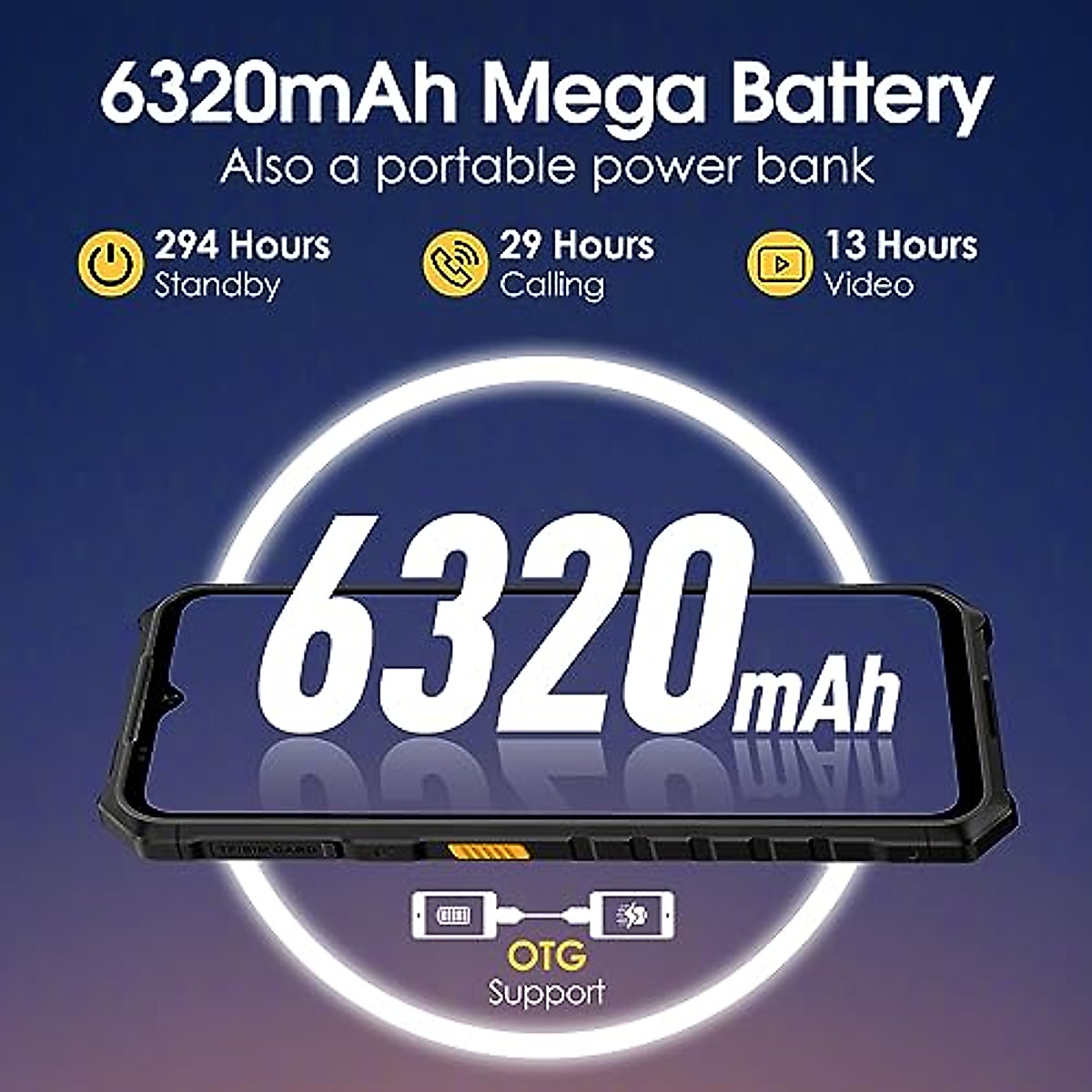 Ulefone Armor X13 Rugged Phone, 12+64GB, 50MP Rear Camera, 24MP Night Vision Camera, Android 13 OS Rugged Smartphone, 6.52” Screen, 6320mAh, NFC, GPS, Dual 4G Unlocked Phones- Orange