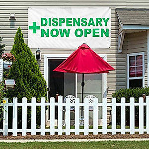 Vinyl Banner Multiple Sizes Dispensary Now Open Green Health & Medical Outdoor Weatherproof Industrial Yard Signs 6 Grommets 36x72Inches