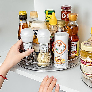 3-Layer 360-Degree Transparent Rotating Spice Rack Storage Rack Lazy Kitchen Bathroom Cosmetic Finishing Turntable Cabinet
