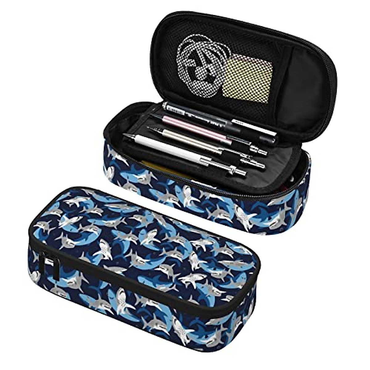 Jwzrene Shark Pencil Case Large Capacity Pen Bag With Zipper Compartment Pencil Pouch Multifunction Stationary Bag For Boy