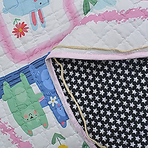 ABREEZE Baby Kids Play Mat Tummy Time Floor Mat Drawstring Toy Bag Foldable Soft and Washable Toys Storage Organizer Children Play Rugs with 59 inches Large Diameter(Pink)