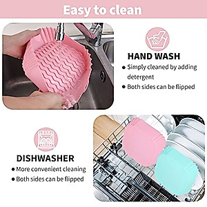MaMix Silicone Air Fryer Liners 2 pack，8 inch Reusable Air Fryer Pot for 4 to 7 QT Air Fryer Inserts for Oven Microwave Accessories (Green+Pink)