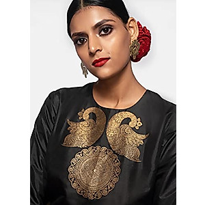 Elina fashion Indian Kurti for Womens With Palazzo & Dupatta | Ethnic Art Silk Readymade Kurtis Stitched Kurta For Women Black