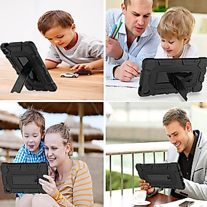 Rantice Samsung Galaxy Tab A7 Lite Case with Kickstand, Shockproof Rugged Case for Kids 8.7 Inch 2021 Tablet A7 Lite (SM-T220/T225), Black