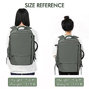 Beraliy Travel Backpack for Men Women, Airline Approved Personal Bag,17 Inch Laptop Backpack, Carry On Backpack for Hiking Overnight with USB Charging Hole, Olive-green