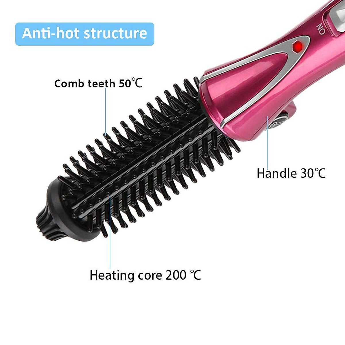 Hair Curler Brush, Professional Curling Iron Brushes Salon Air Paddle Styling Brush Negative Ion Generator Ceramic Lightweight Hot Air Volumize Hair Brush for Volume and Soft Curls(US)