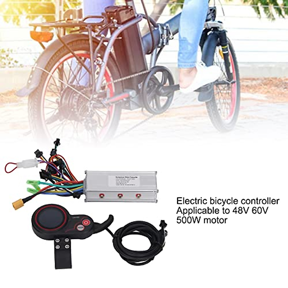 Alomejor Electric Bike Scooter Controller with Round Colorful Thumb Throttle LH100 LCD Panel for 500W Motors 48V 60V