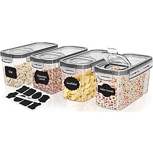 Utopia Kitchen Cereal Containers Storage - Liter Airtight Food Storage Containers & Cereal Dispenser For Pantry Organization And Storage (Clear, 2 Liter Pack of 4)