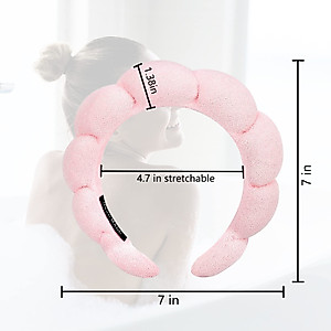 Sponge Spa Headband for Washing Face, 2 Pack Makeup Headbands Women Girls, Wash Yoga Sports Shower Head Band Terry Towel Cloth Hair Skincare, Removal