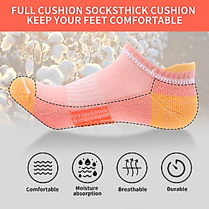 BUDERMMY Running Ankle Socks for Women Athletic Cotton Cushioned 6 Pairs Workout No Show Socks Women (8-10, Mixed Color)