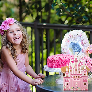 24 Pieces Castle Party Favor Pink Gold Box Little Princess Candy Treat Boxes Cardboard Goodies Present Cookies Boxes for Kids Birthday Baby Shower Wedding Party Decorations 6.4 x 2.4 x 4.1 Inches