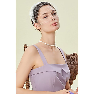 BABEYOND Bridal Wedding Veil Fascinator Mesh Lace Headband Tea Party Flower Fascinator Funeral Hats for Women