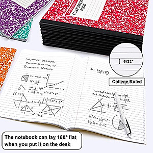 feela Composition Notebook, 8 Pack 8 Pastel Colors College Ruled Composition Books Bulk, Marble Cover Notepad Lined Cute Journal Notebooks for School Supplies Notes Taking Writing, 9.75 X 7.5 in