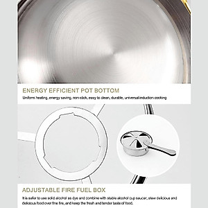 FLTRGO Stainless Steel Chafing Dish Set Round Durable Buffet Warmer Tray with Lid and Chafing Fuel Holder for Kitchen Party Banquet - Without Water Pan