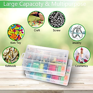 Bluedale 15 Grids Clear Craft Organizer Storage Box, Plastic Bead Container Organizers with Adjustable Dividers, Compartment Organizer Box for Art DIY, Jewelry, Earring, Screw, Small Parts