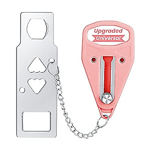 AceMining Portable Door Lock Home Security Door Locker Travel Lockdown Locks for Additional Safety and Privacy Perfect for Traveling Hotel Home Apartment College-Pink(1 Pack)