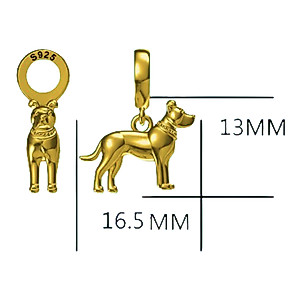 Bolenvi Pitbull American Pit Bull Terrier Bully Dog 925 Sterling Silver Pendant Charm Bead for Pandora & Similar Charm Bracelets or Necklaces