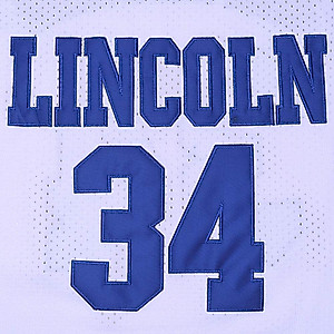 BOROLIN Jesus Shuttlesworth Shirts 34 Lincoln High School Basketball Jersey (White, Small)