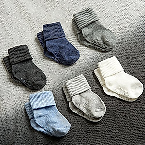 Carter's Boys' Baby Socks with Non-Skid Grippers, Grey, 3-12 Months